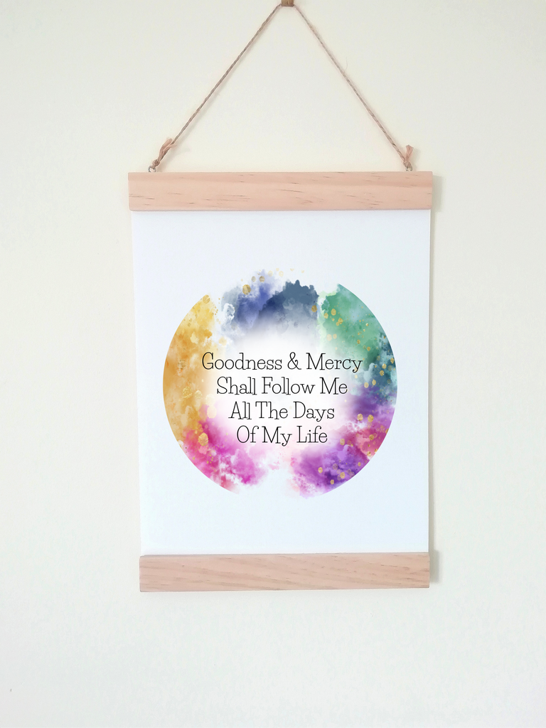 Goodness & Mercy Psalm 23 Religious Christian Wall Poster A4 Wooden Ha ...