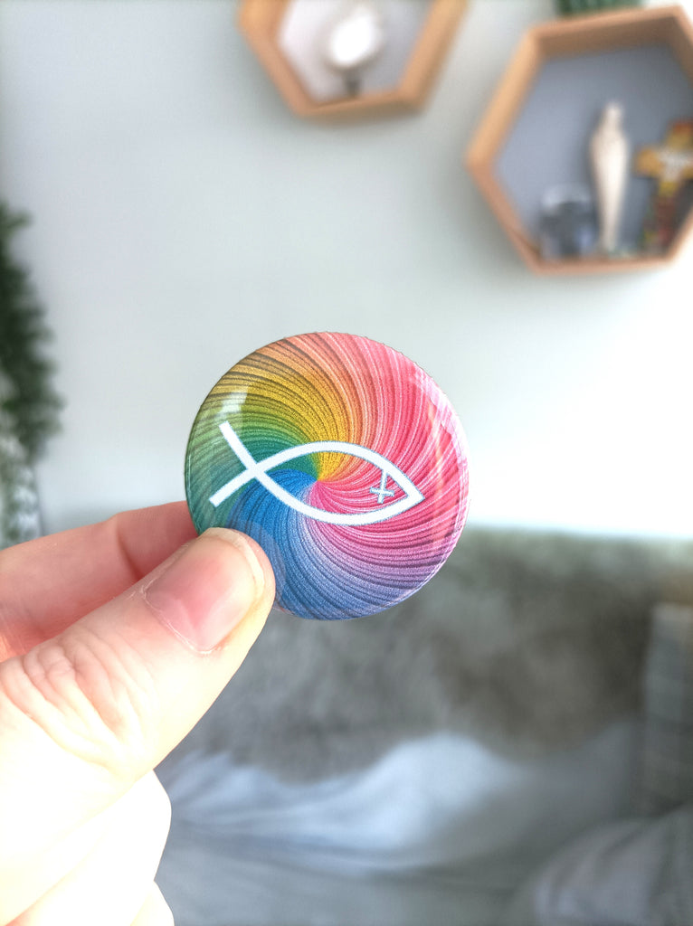 Christian Symbols Badges set of 4 Bright Rainbow - Button Badge 38mm ...
