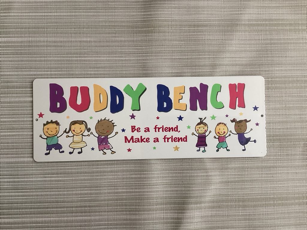 Buddy Bench- be a friend, make a friend- bench plaque sign – Fred And Bo