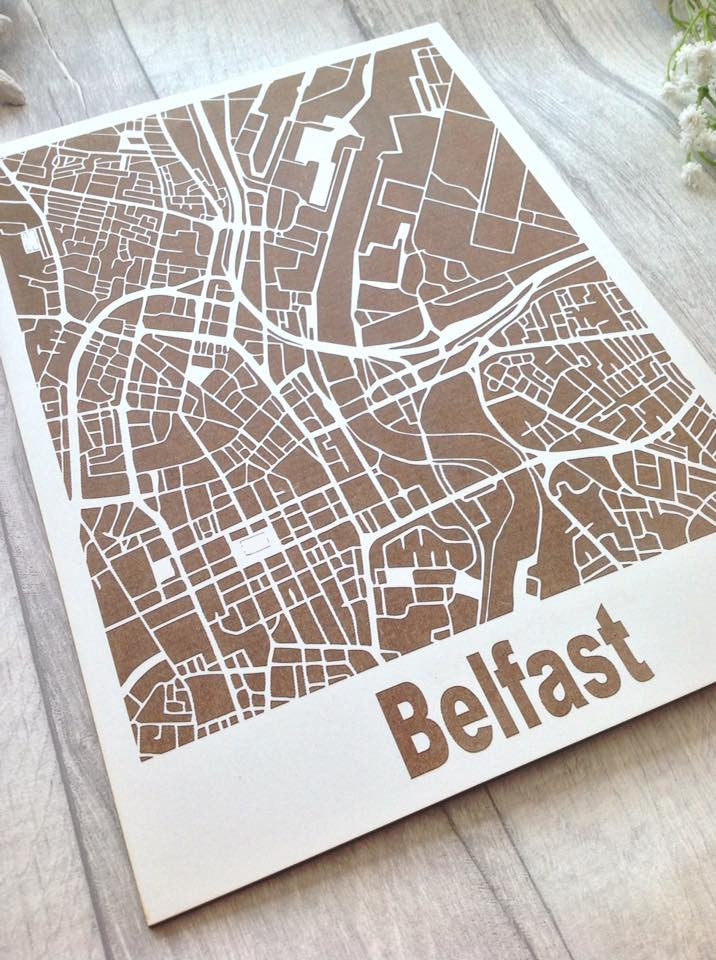 Map Art - Belfast city centre laser engraved wooden map | Fred & Bo ...