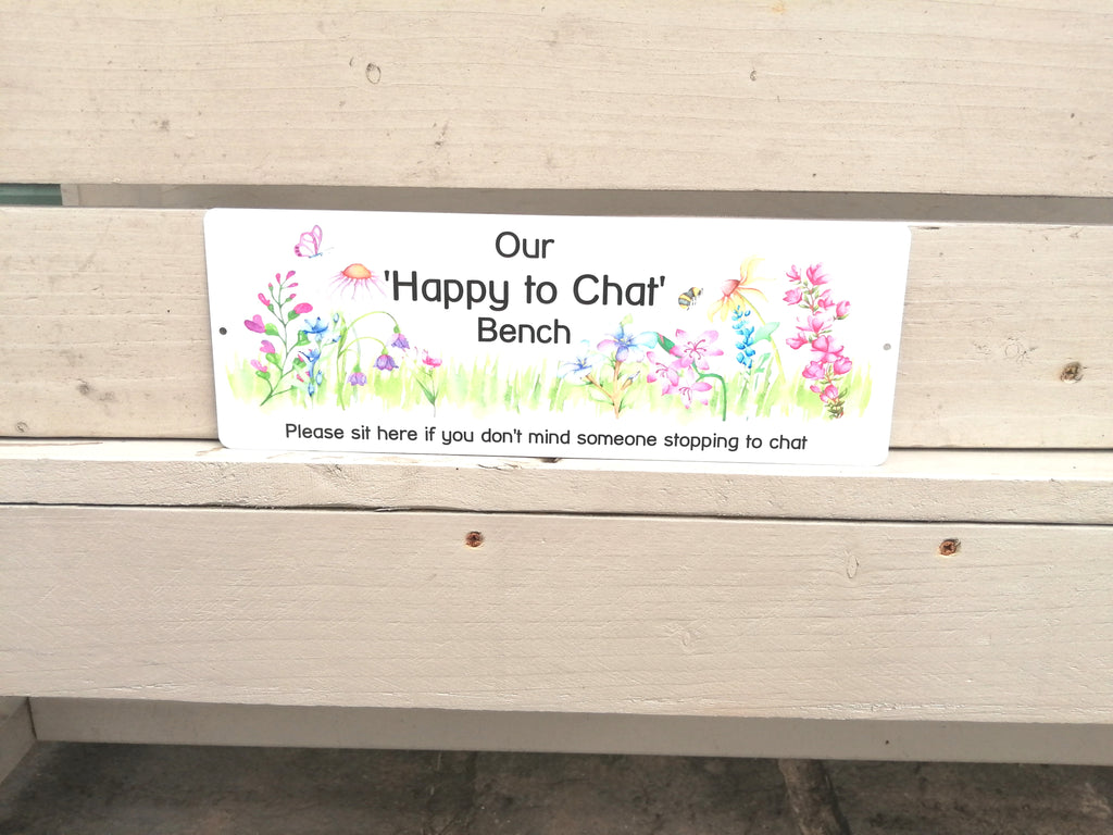 Chatting Bench- make a friend- bench plaque sign – Fred And Bo