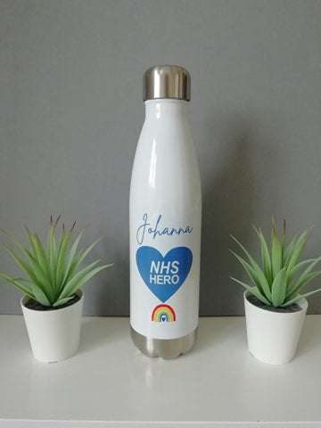 Personalised NHS Hero Rainbow Chilly Water Bottle 500ml – Fred And Bo