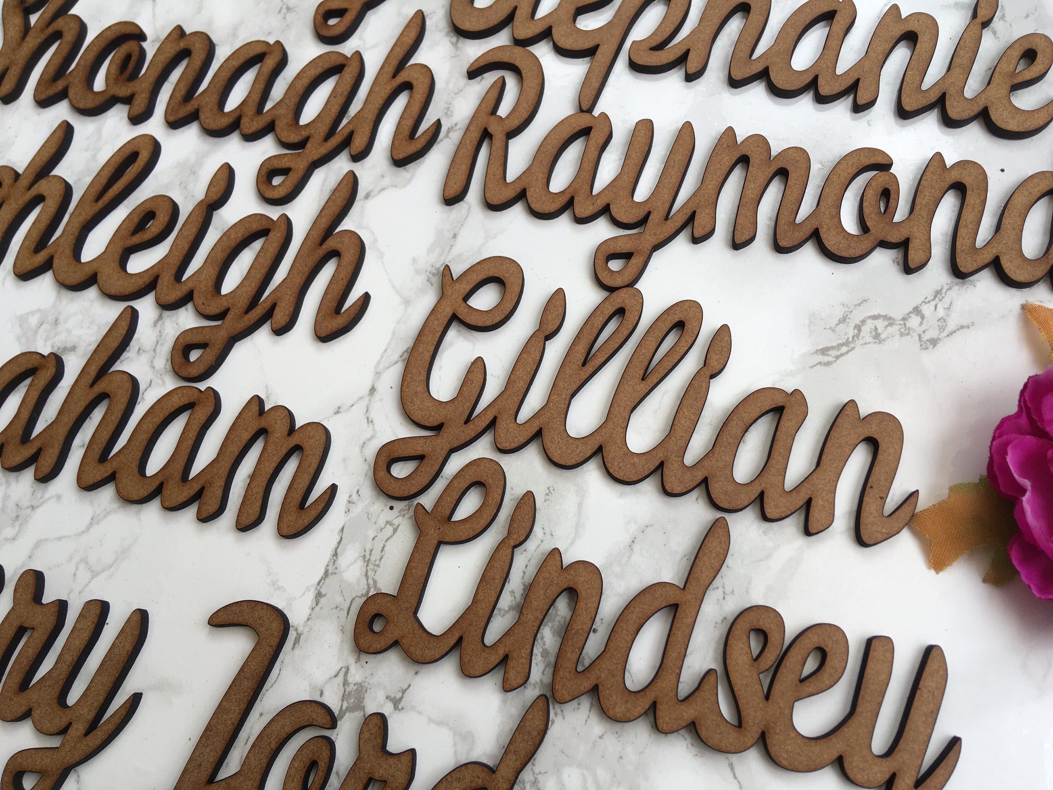 Wedding name place settings- laser cut names wedding decor | Fred & Bo ...