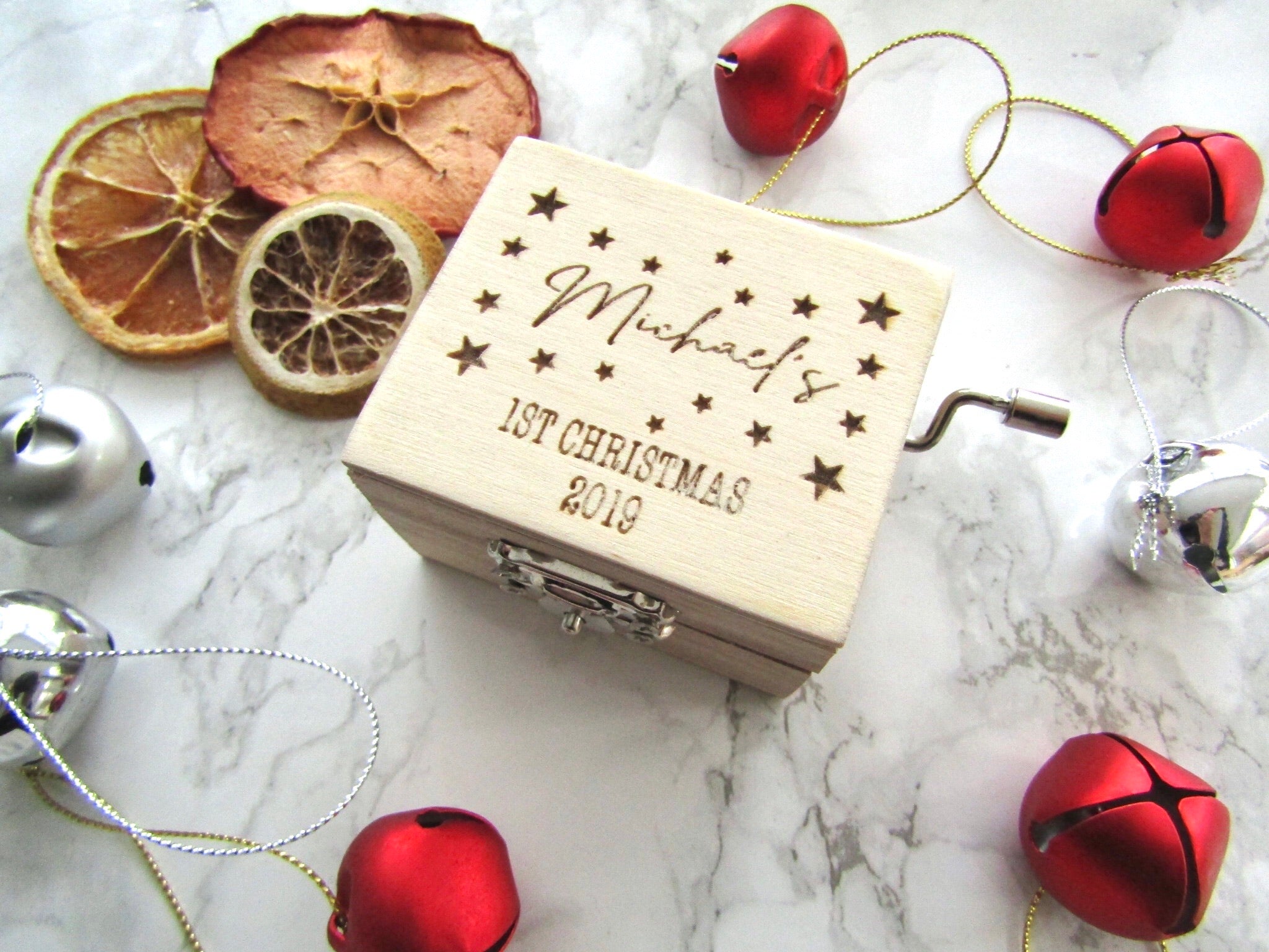 Musical wind up box- personalised 1st Christmas – Fred And Bo